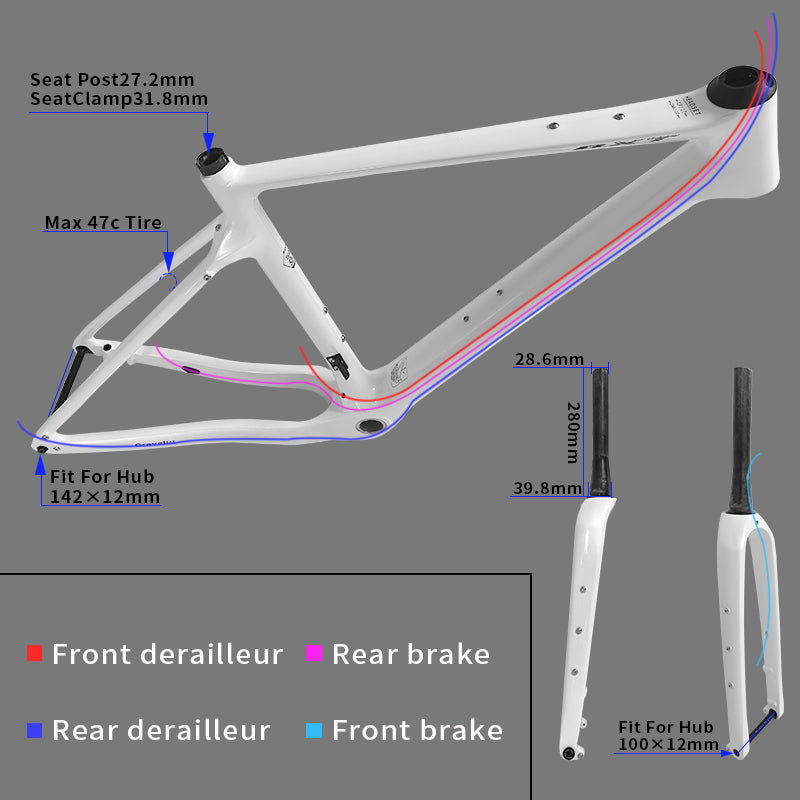 BXT Carbon Gravel Bike Frame Internal Cable Fully Hidden Cable Gravel ...