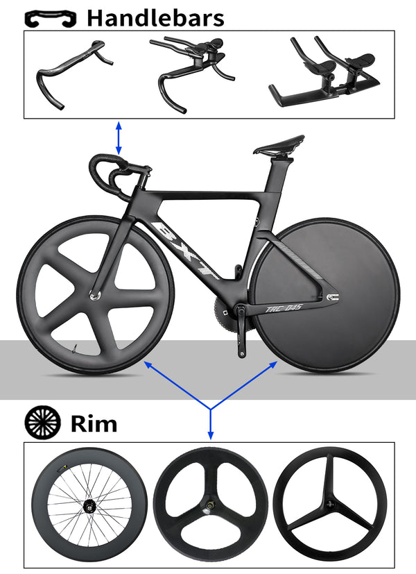 BXT Full Carbon Track Bicycle Frameset with Fork Seatpost, Fixed Gear ...