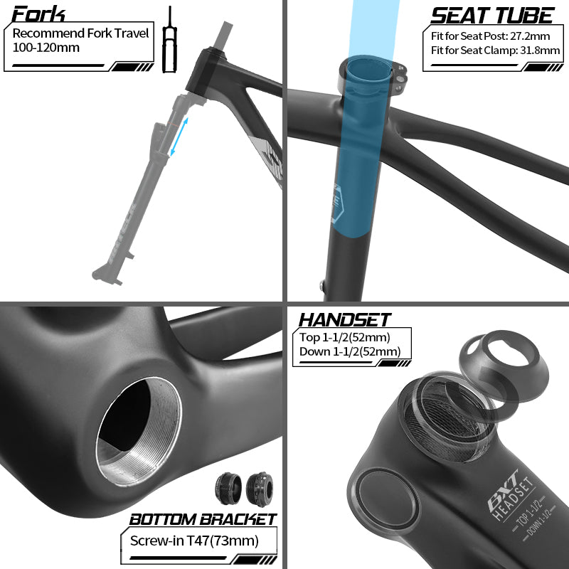 BXT New T1000 Carbon MTB Bike Frame 29er UDH Hanger 12x148mm Boost Ful ...