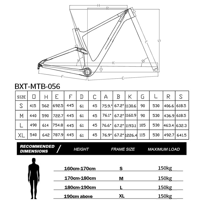 BXT New Carbon Fiber Frame MTB 29er Thru-Axle Boost 148x12mm Carbon ...