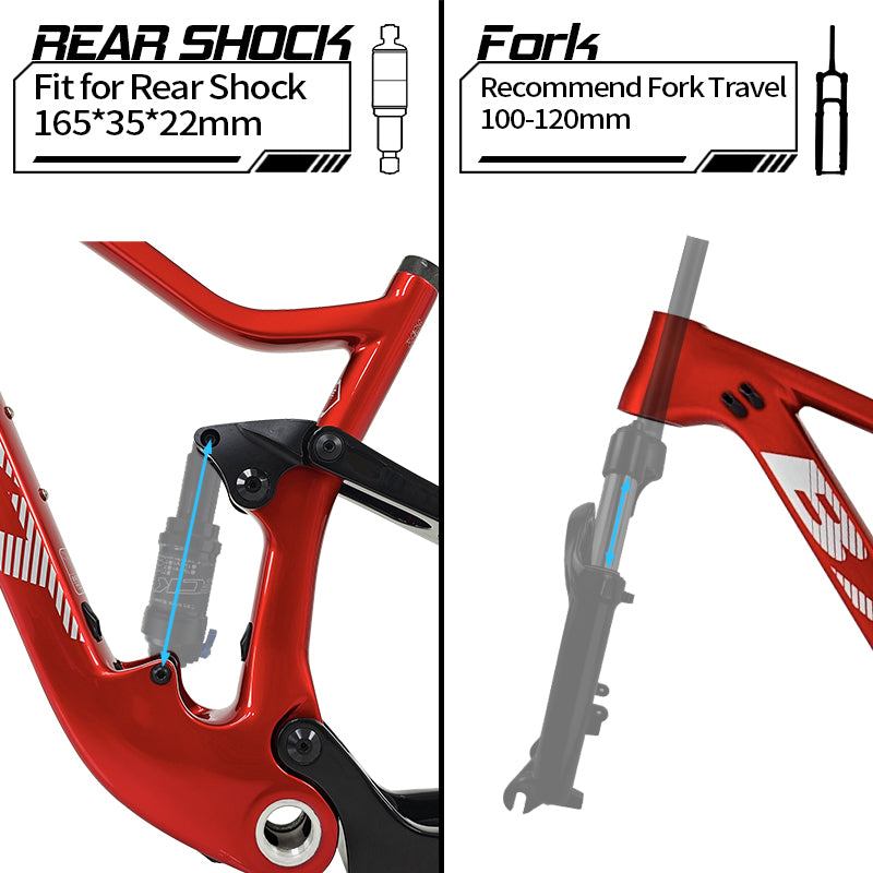 BXT-29er Carbon Full Suspension Mountain Frame, BSA Carbon Frame, XC ...